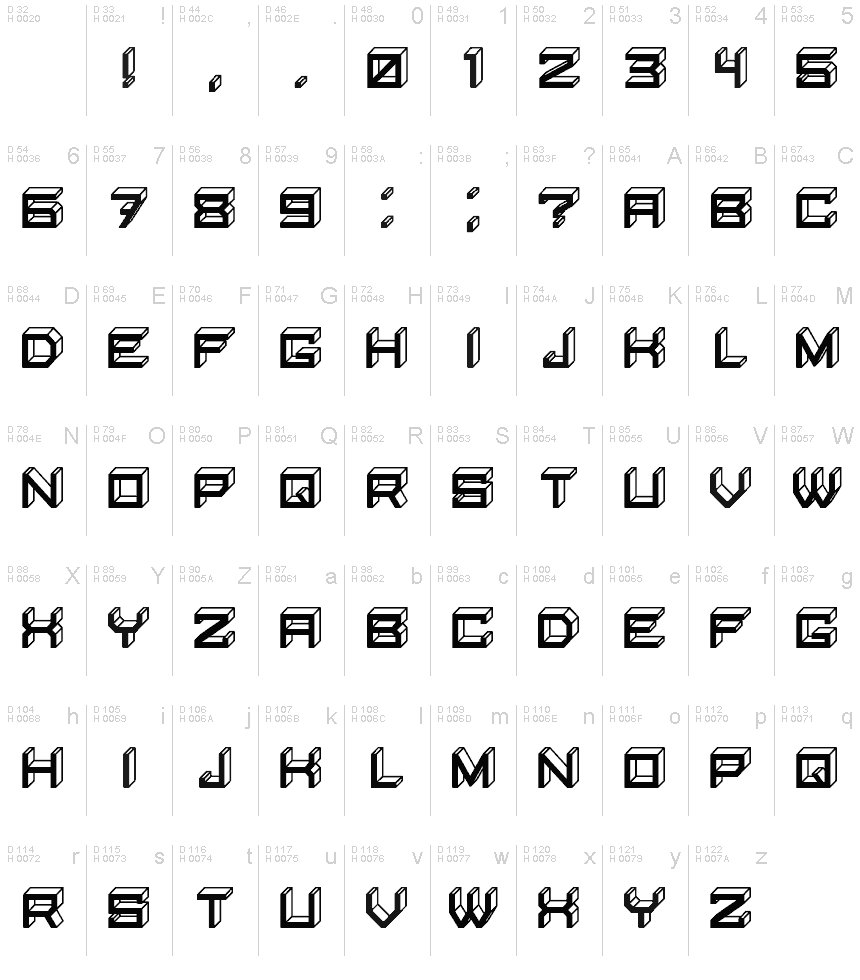Blocky Letters Inverted Regular Font Fonts2u
