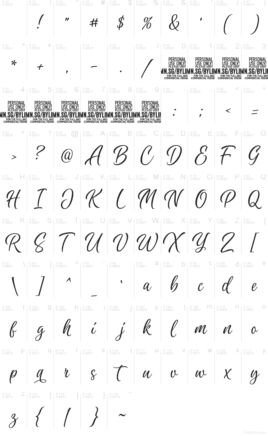 Byliner Script PERSONAL USE Regular font