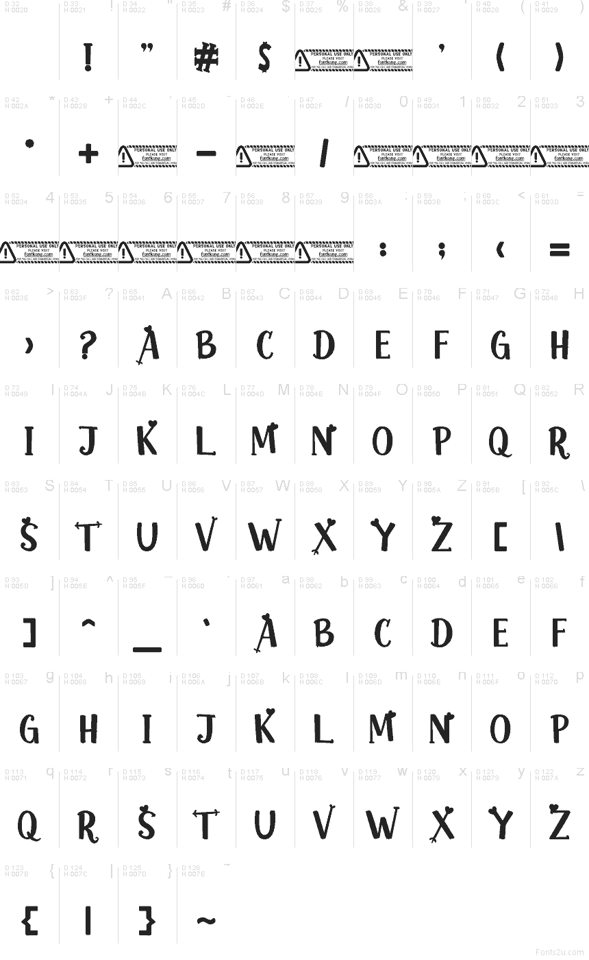 Cupid Love PERSONAL USE ONLY! fonte | Fonts2u.com