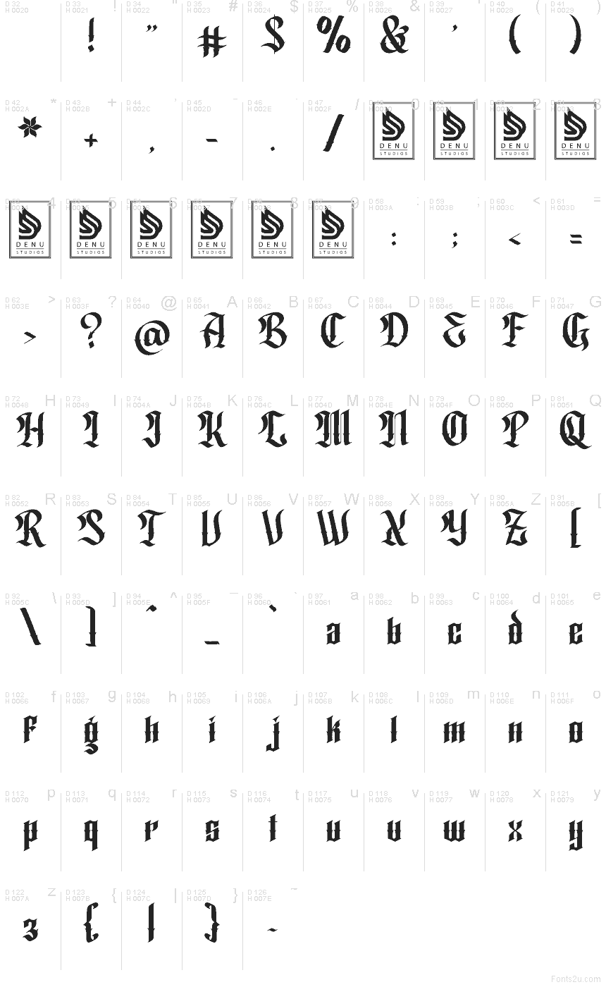 Glendork Ornate font