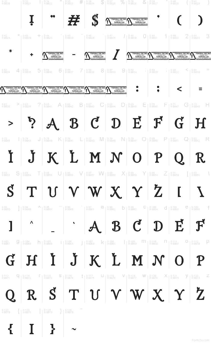 Love Story PERSONAL USE ONLY! czcionka | Fonts2u.com