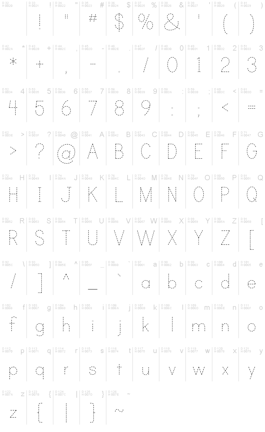 Print Dashed Font Fonts2u