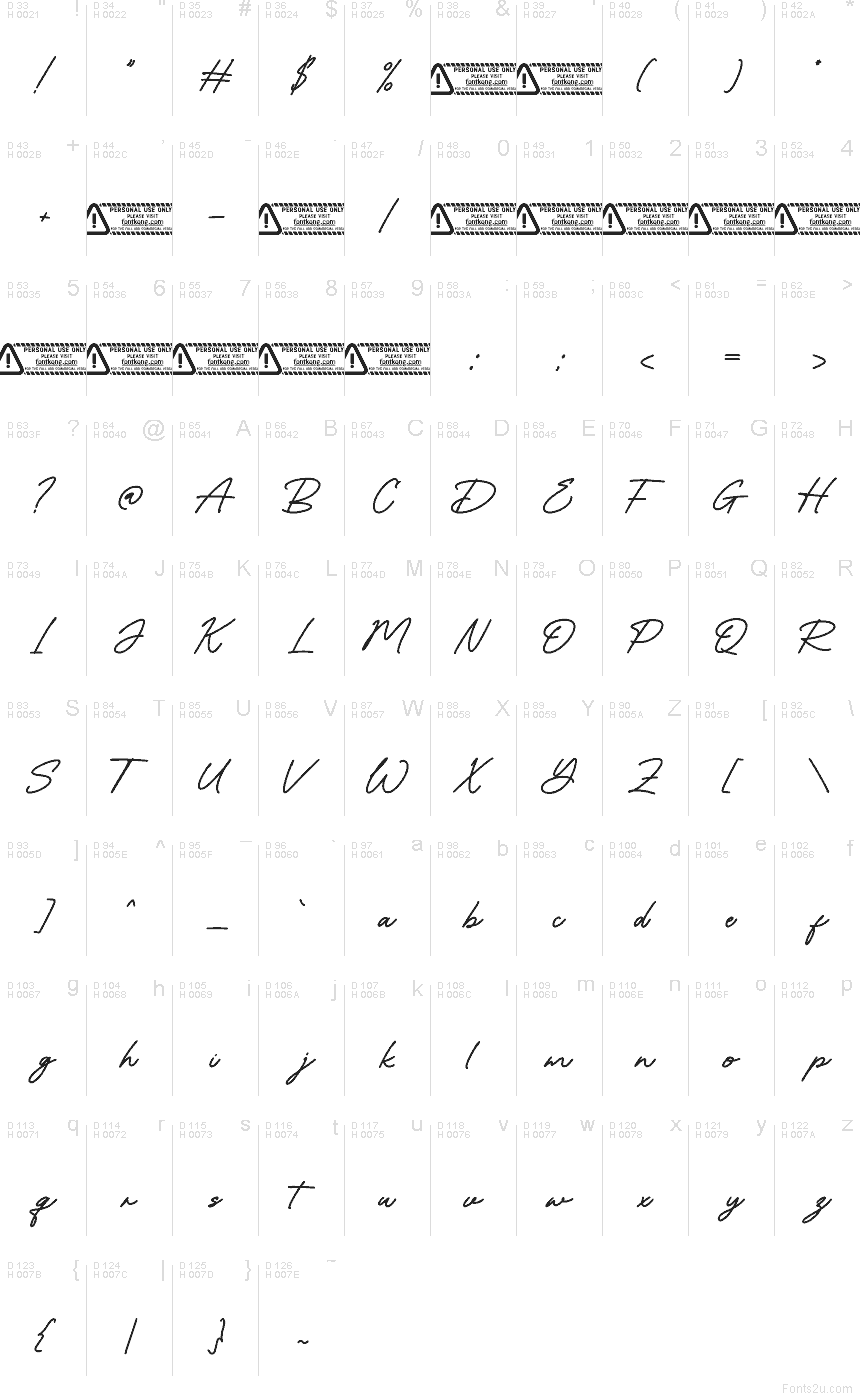 Rosallina Script PERSONAL USE O font