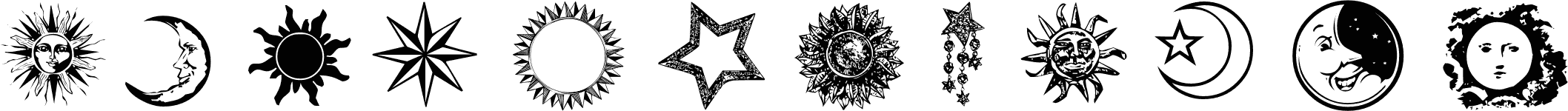 Sun, Moon & Stars font